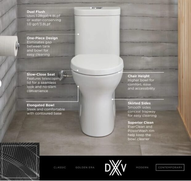 DXV Equility® One-Piece Dual Flush Chair Height Elongated Toilet with ...