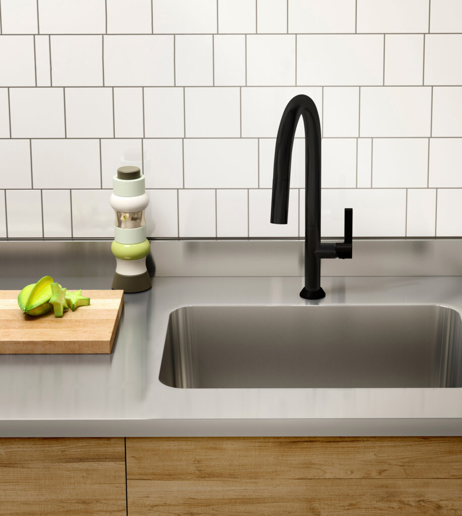 Baril Arte H16 High single-hole kitchen faucet with 2-function pull ...