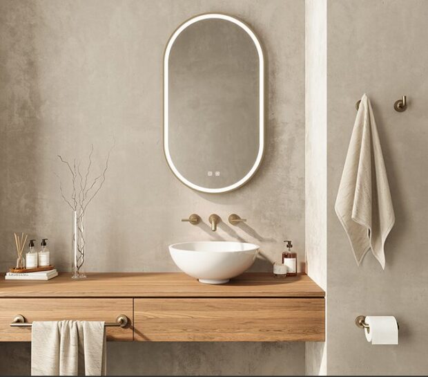 ICO Kiara 20 x 36 LED mirror - brushed bronze - Mondial | Shop Kitchen ...
